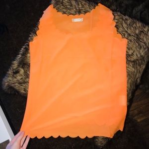 Tops | Cool Orange Round Edges Top Size Small | Poshmark